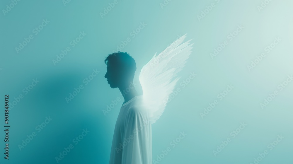 Ethereal Connection - Abstract representation of divinity with an angel ...