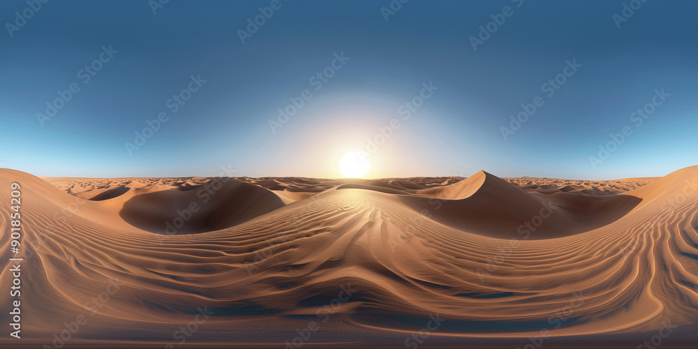 Majestic Sahara Dunes at Dawn with Perfectly Aligned Horizon in HDRI ...