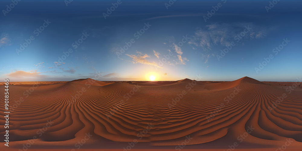 ภาพประกอบสต็อก Majestic Sahara Dunes at Dawn with Perfectly Aligned ...