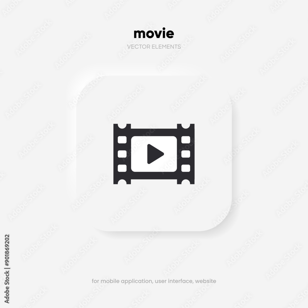 3d movie, film, movies, play button icon. Video play symbol. Start sign ...