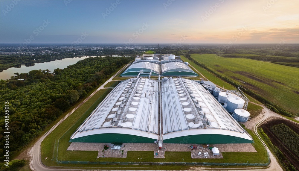 Aerial top view photo from flying drone of Power plant Municipal Solid ...