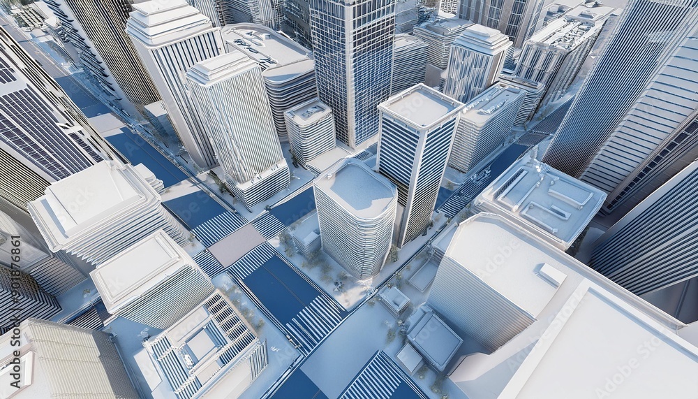 Generative AI Top view of abstract modern city downtown looking as ...