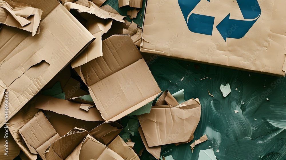 Recycling-themed image with a pile of assorted paper and cardboard, all ...