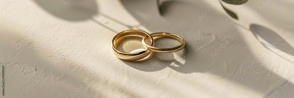 Two gold wedding bands, symbolizing love, commitment, unity, and ...