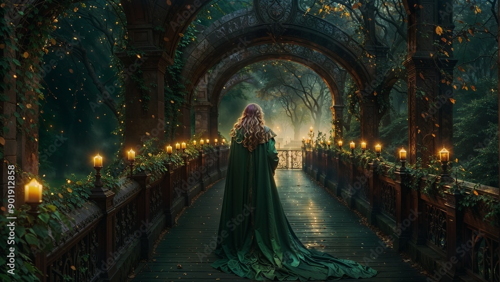 princess dressed in green. princess in green cloak. princess on her ...