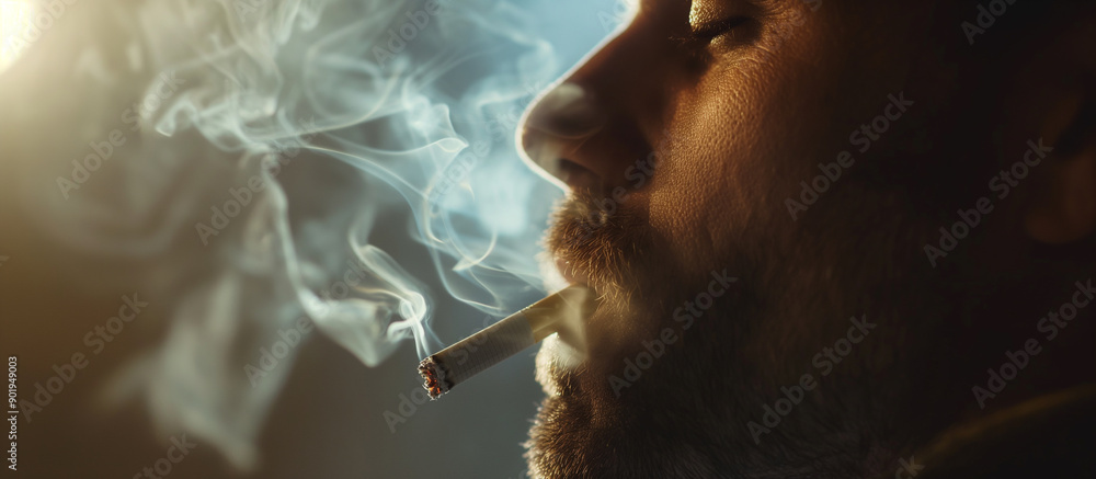Closeup of a man smoking a cigarette tobacco addiction, Breaking Free ...