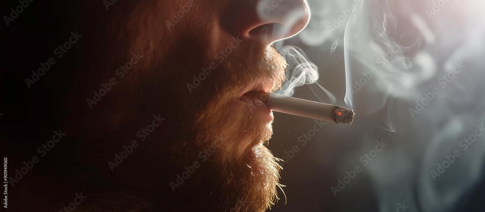 Closeup of a man smoking a cigarette tobacco addiction, Breaking Free ...
