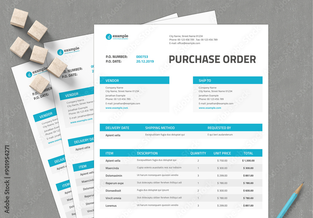 Purchase Order Template with Tabular Layout and Light Blue Headers ... Purchase Order Template with Tabular Layout and Light Blue Headers ...