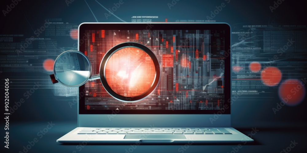 infographic charts analysis of corporate laptop antivirus or phishing malware attach detection ...