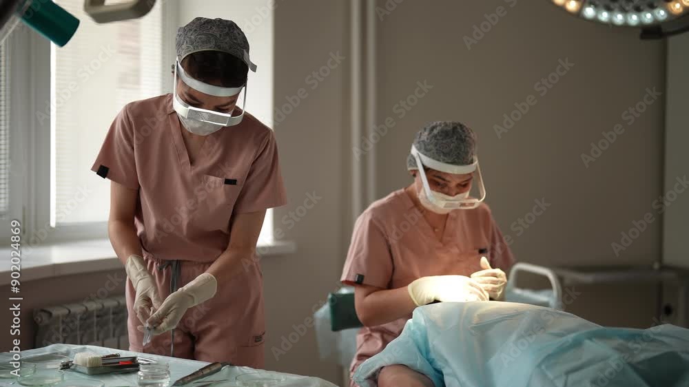 Male patient receiving hair loss treatment injections in scalp by ...