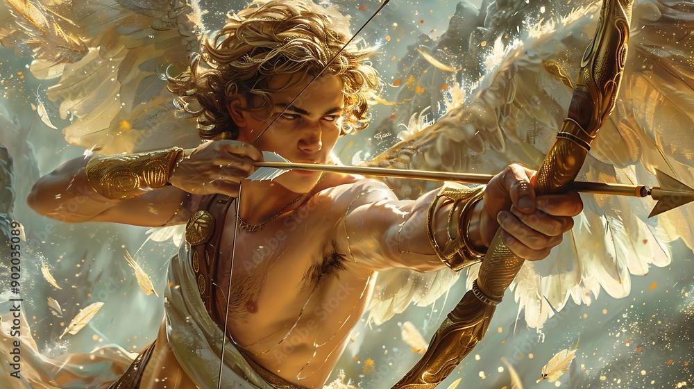 Enchanting depiction of the mythological Greek god Eros the god of love ...