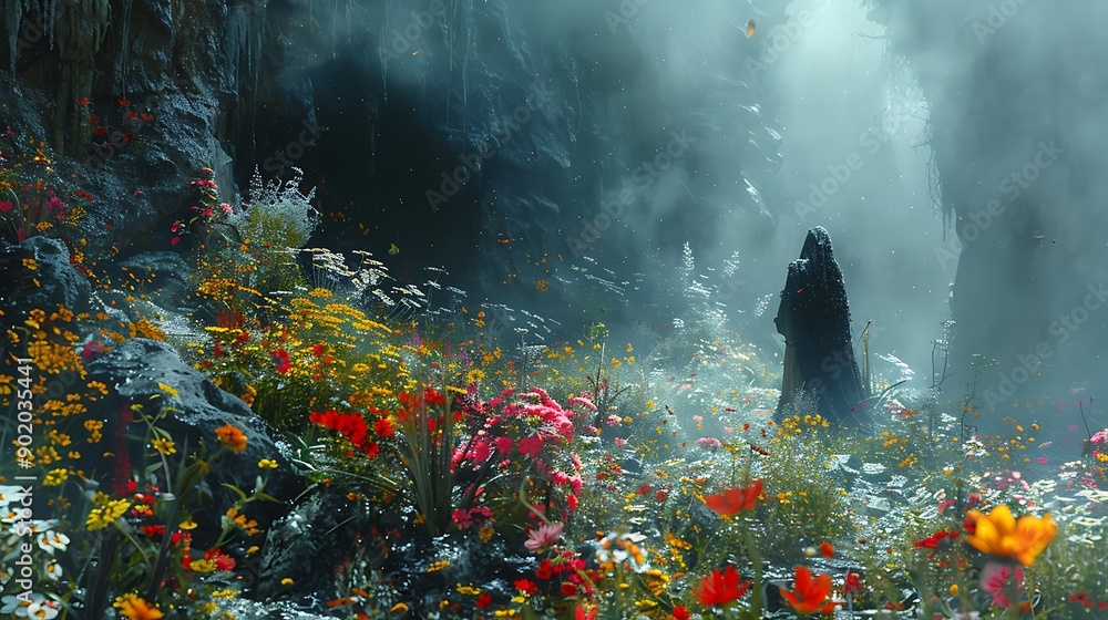 Enchanting scene of the Greek myth of Persephone and Hades with ...