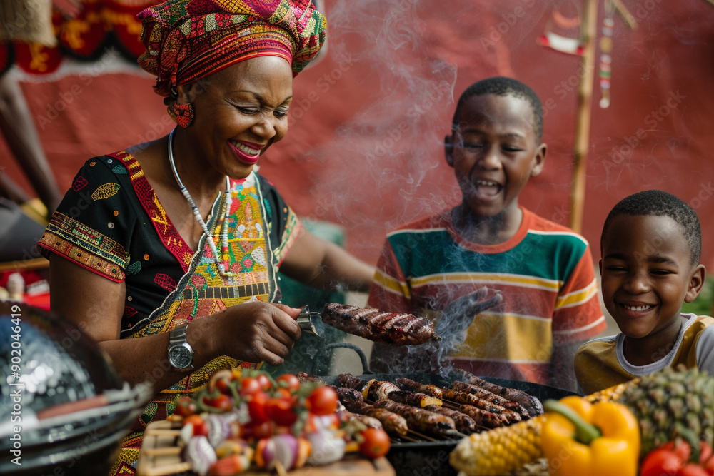 South African family celebrating Heritage Day with a braai Stock Photo ...