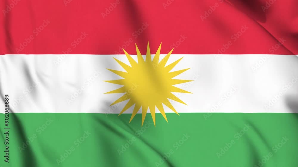 Waving Flag of Kurdistan video background. Realistic Slow Motion ...