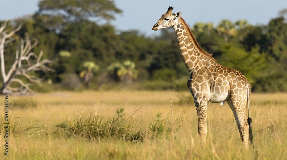 Angolan Giraffe Giraffa camelopardalis angolensis young animal animal ...