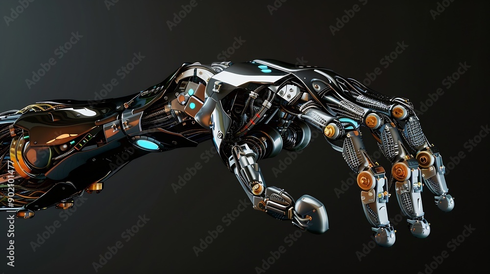 MLP Robot arm AI analyzing mathematics for mechanized industry problem ...