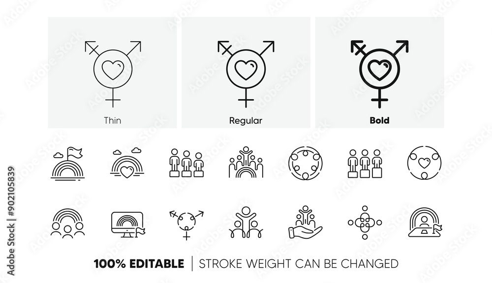 LGBT rights, Equal opportunities and respective needs icons. Equality ...