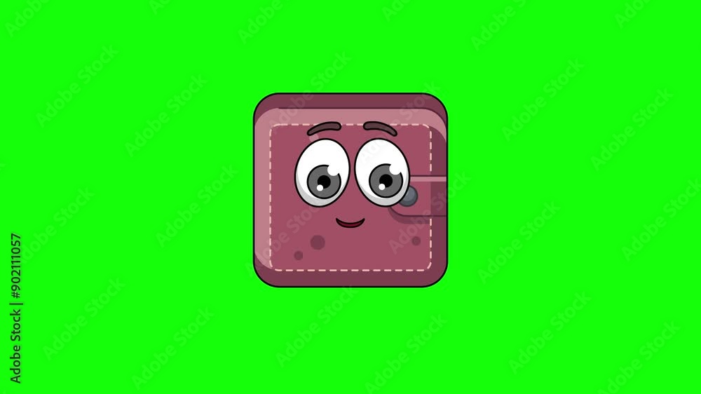 leather wallet cartoon character with a saluting face, emoji emoticon ...