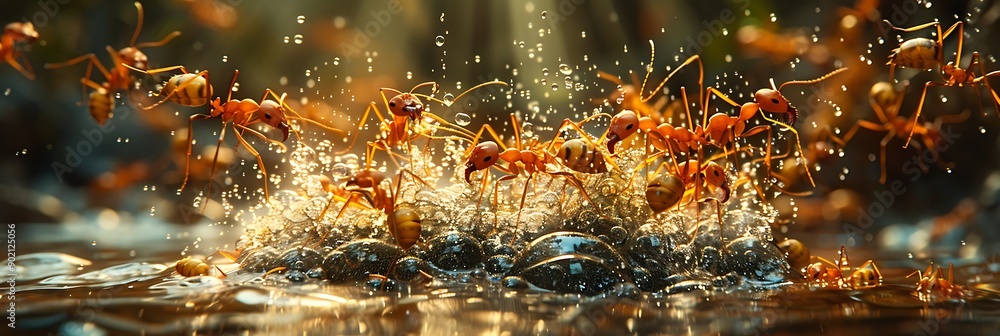 Construction of a floating ant raft by Solenopsis geminata ants using ...