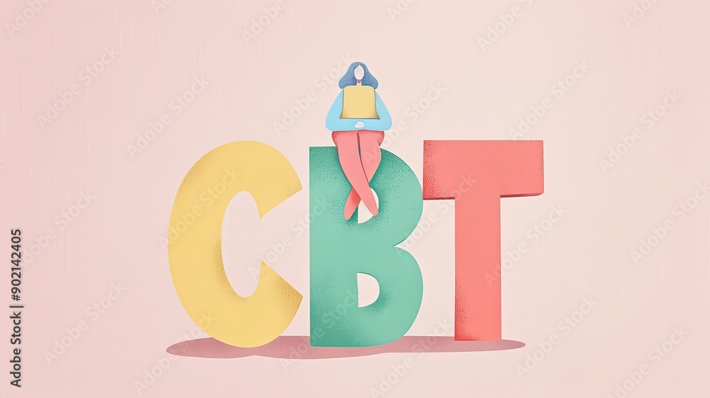 3D Letters 'CBT' Representing Cognitive Behavioral Therapy with Symbols of Psychological ...