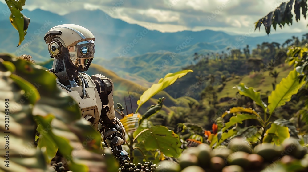 State of the art coffee picking robot in action on a Sumatran coffee ...