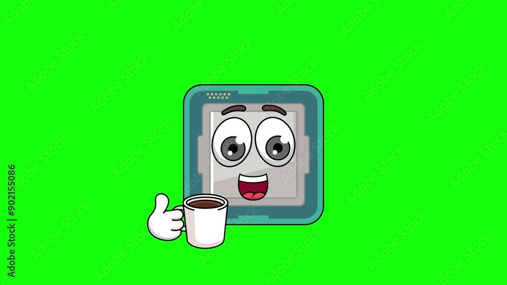 processor emoticon with drinking coffee style, emoji emoticon animation ...
