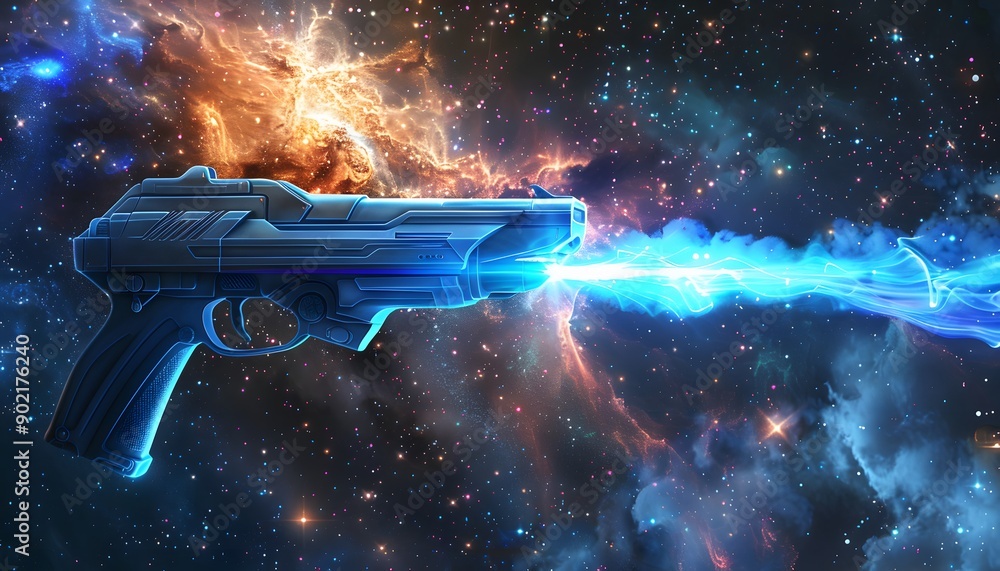 Gun shot with fire and smoke. Weapon firing effects. Vector realistic ...