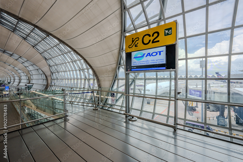 Bangkok, Thailand - 9 July 2023, Suvarnabhumi Airport Gate C2 ...