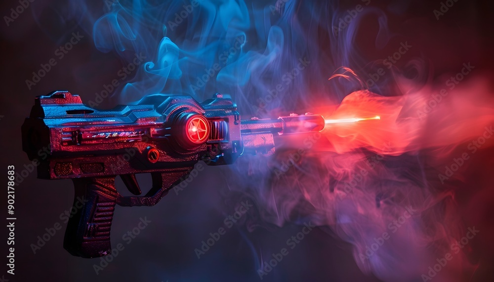 Gun shot with fire and smoke. Weapon firing effects. Vector realistic ...