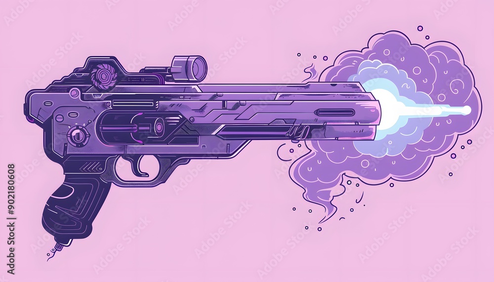 Gun shot with fire and smoke. Weapon firing effects. Vector realistic ...