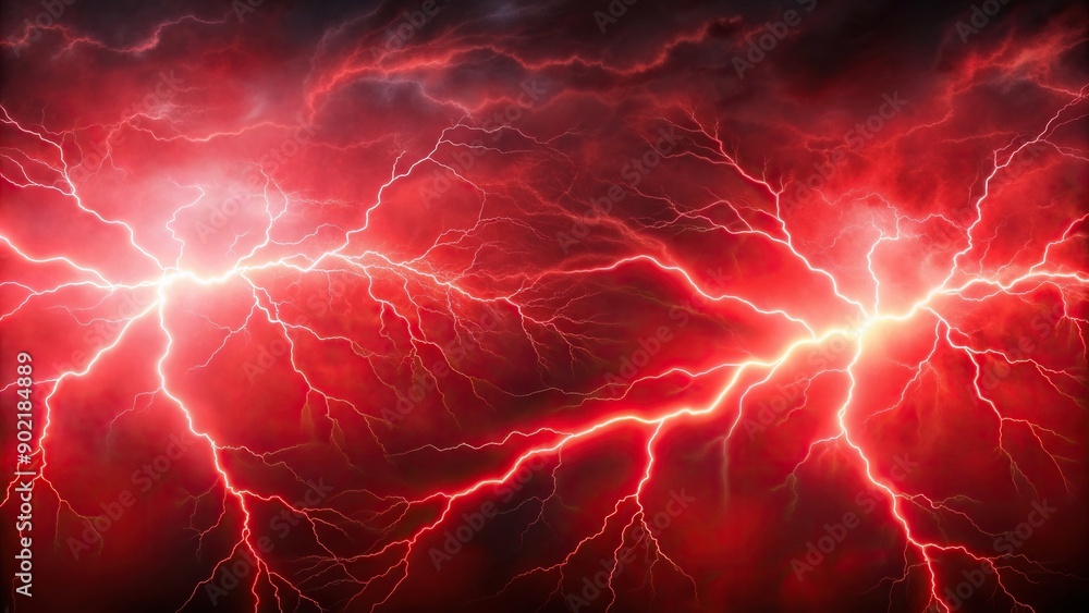 Red thunder lightning pattern background in panoramic shape ...