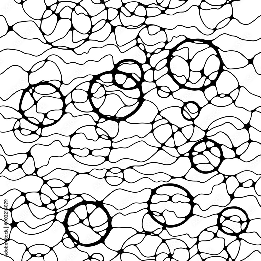 Seamless pattern with abstract neuro drawing. Monochrome art with ...