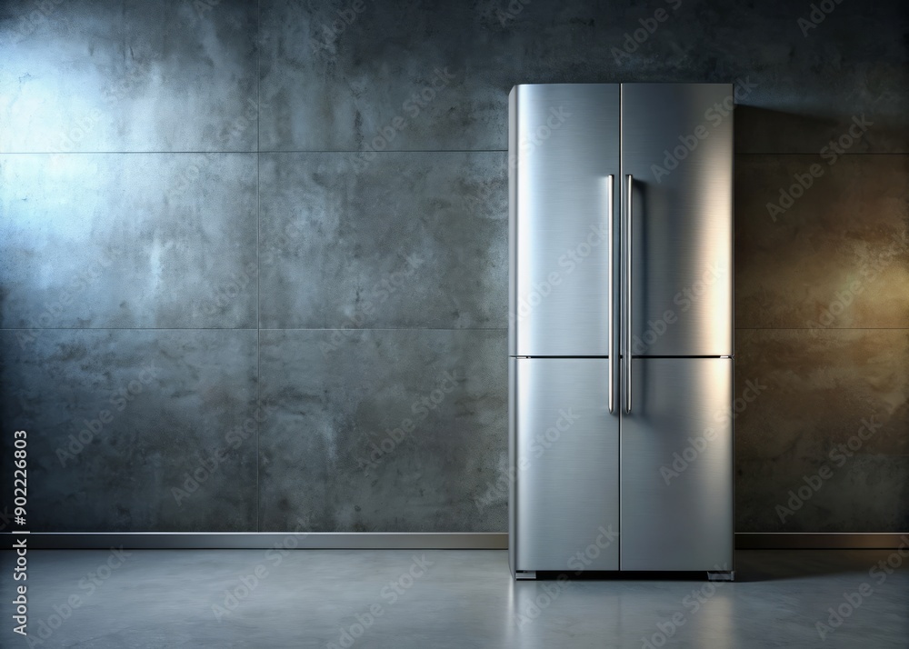 Modern sleek refrigerator with stainless steel door and crisp white ...
