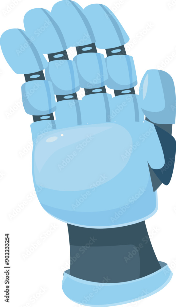 Cartoon illustration of a blue robot hand showing four fingers Stock ...