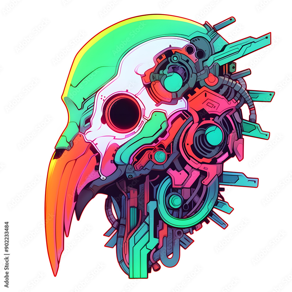 Albatross Bird head mechanical cyborg mecha robot illustration Stock ...