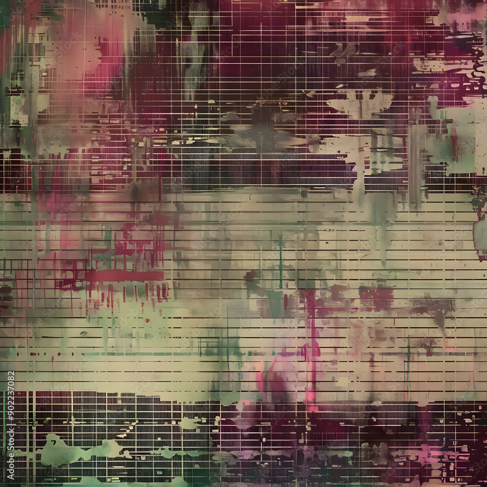Distressed background texture with retro VHS scanlines, TV signal ...