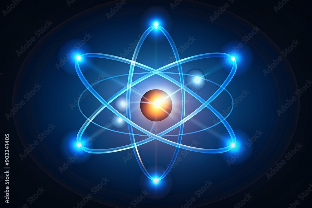 Stylized atom particle logo design featuring orbiting electrons and ...