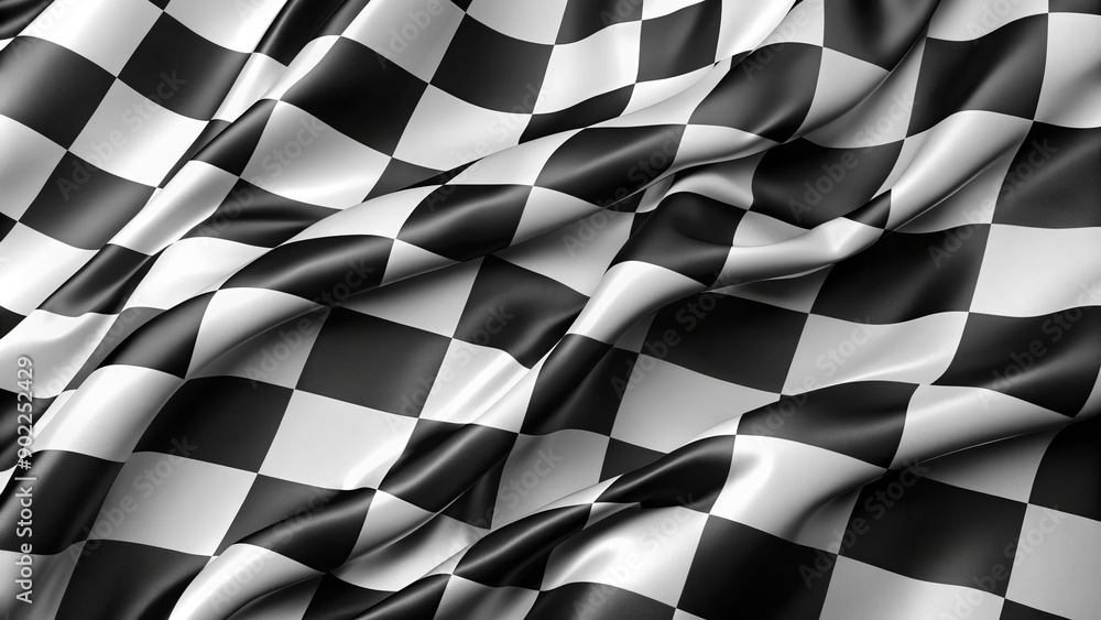 Vibrant black and white checkered flag pattern fills the frame ...