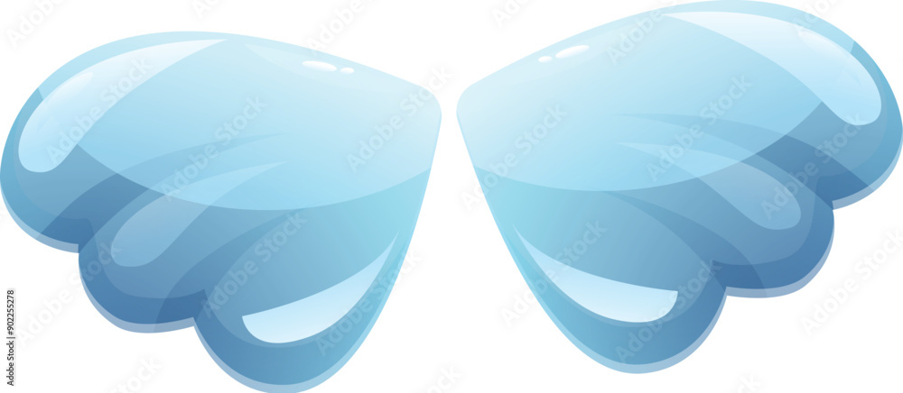 Cartoon style illustration of blue angel wings giving a feeling of ...
