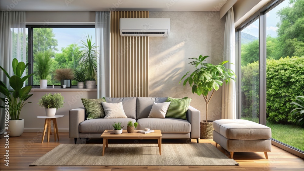 Modern sleek air conditioner unit blends seamlessly into a stylish ...