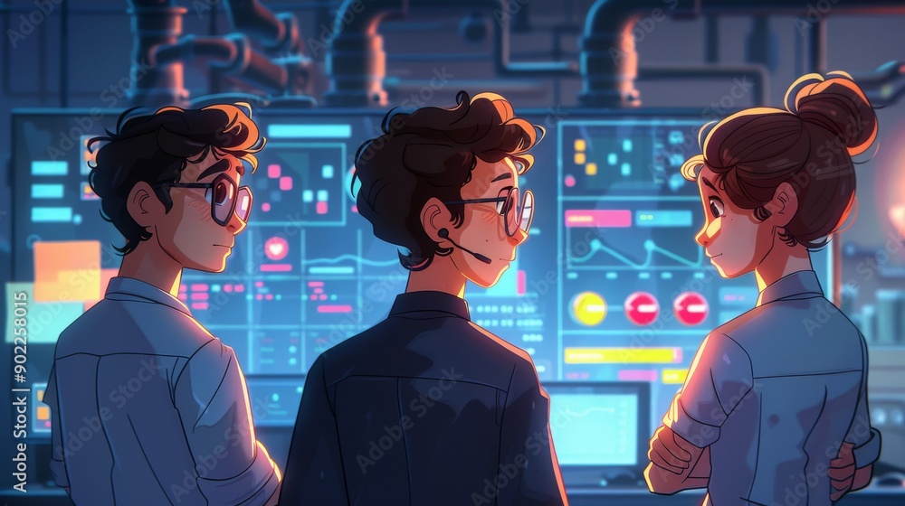 Project managers coordinating a strategic timeline on a digital ...