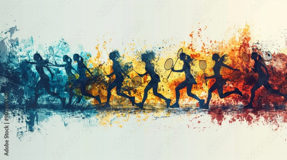 Badminton Player Silhouettes: Create a background featuring silhouettes ...