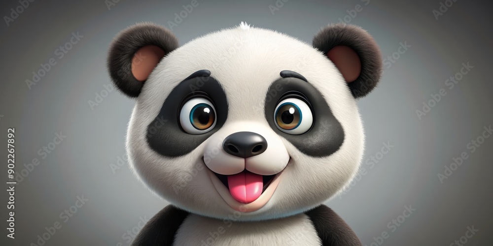 Adorable cartoon panda with hilarious facial expression, tongue out ...