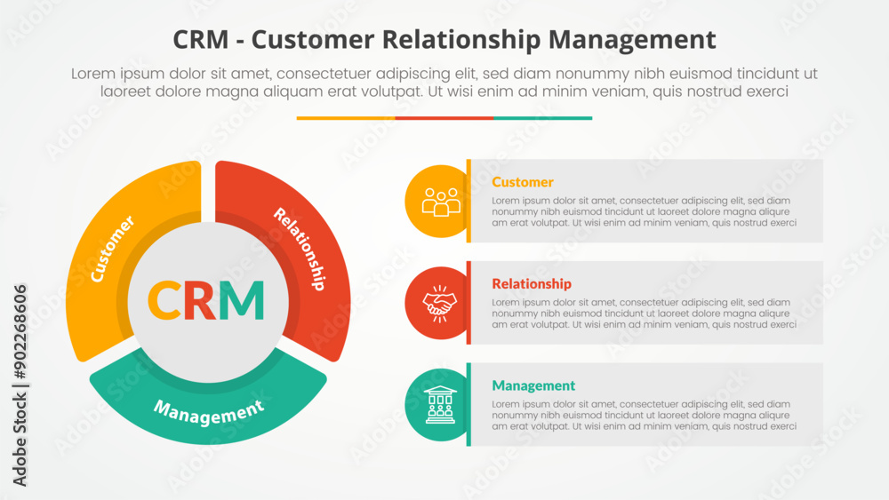 CRM customer relationship management infographic concept for slide ...