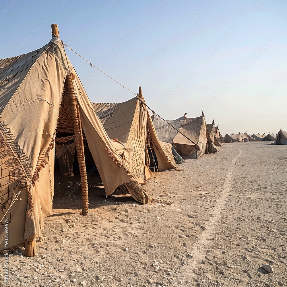 Doha, Qatar - March Bedouin tents at inland sea desert of Qatar Stock ...
