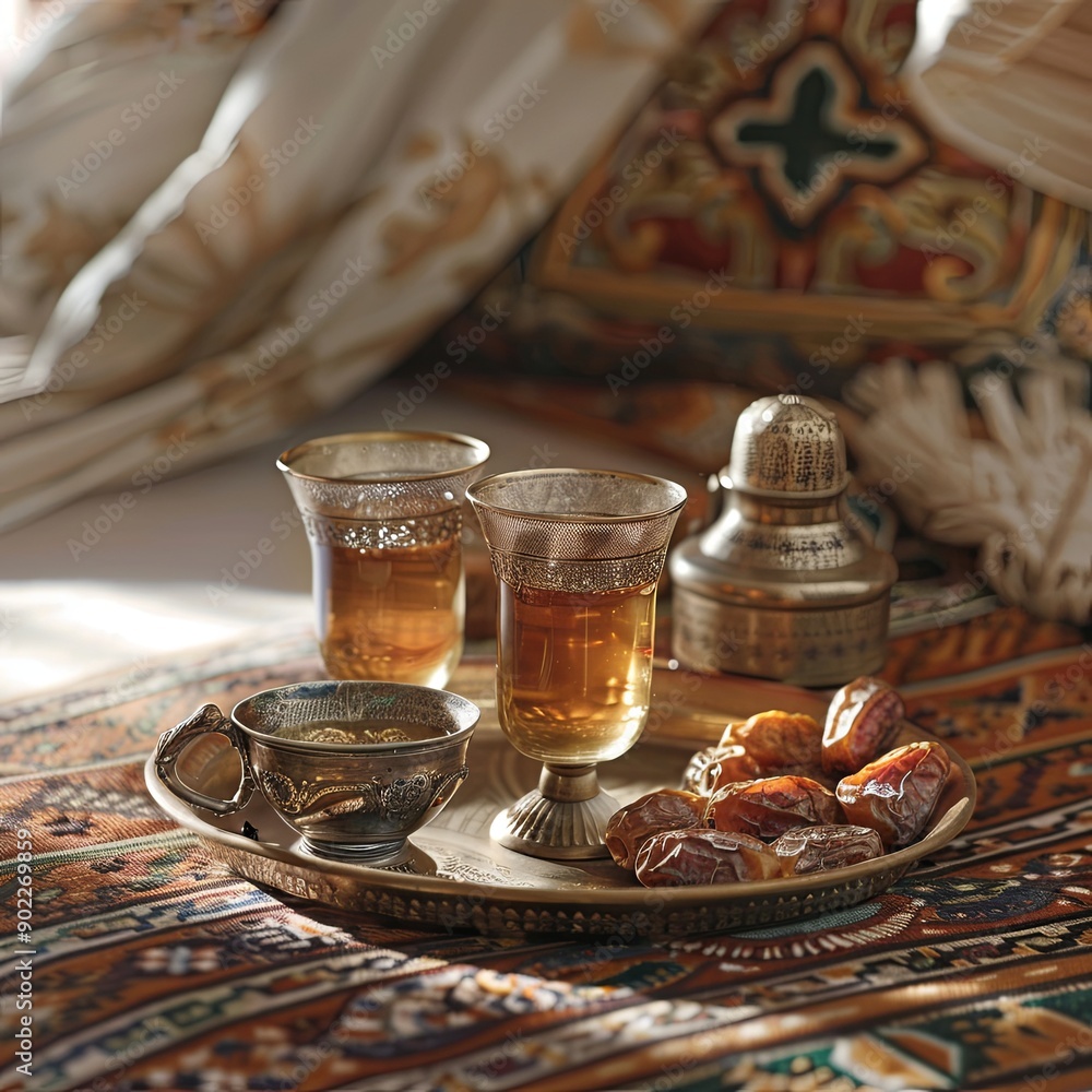 Abrian fabric is graced with sybbols of Arabia, in particular Arabic ...