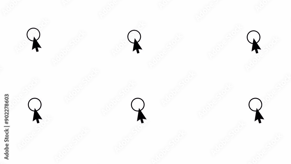 Mouse pointer click icon animated on white background, clicking ...
