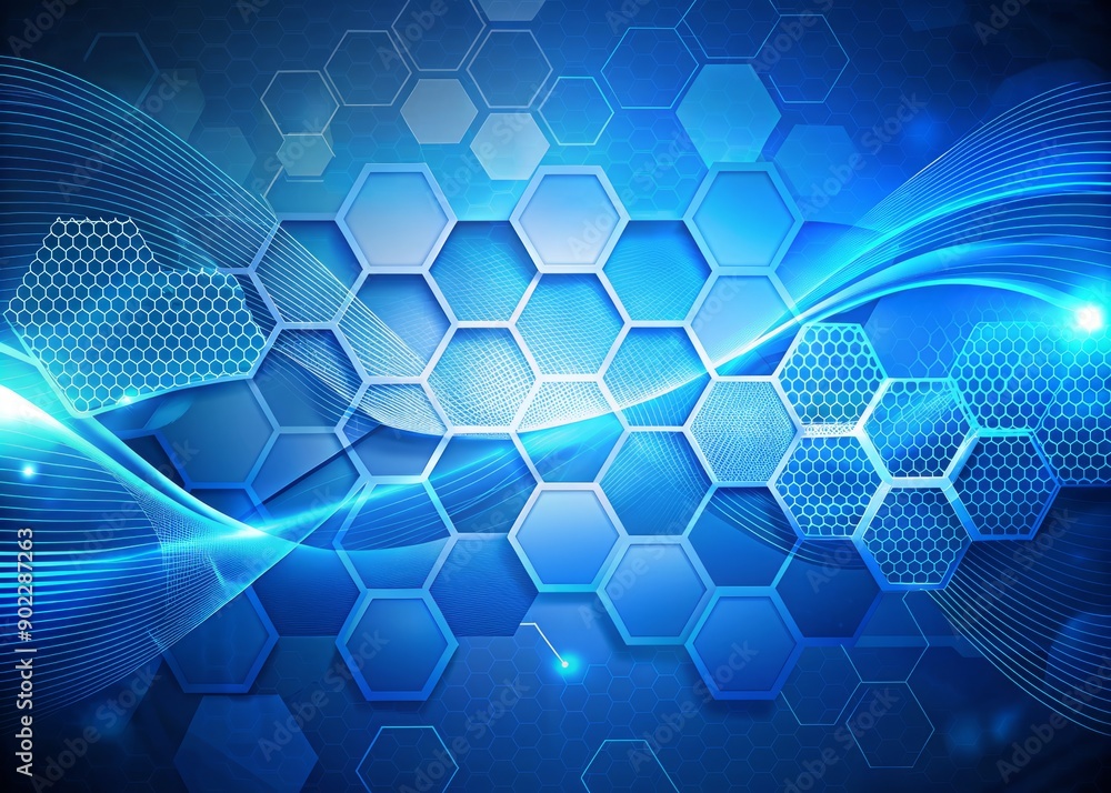 Vibrant blue abstract medical background featuring flowing lines and ...