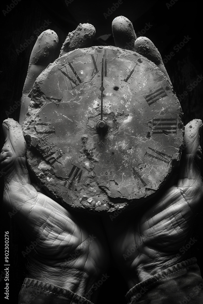 Black and white image of a melaninated hand holding an ancient ...
