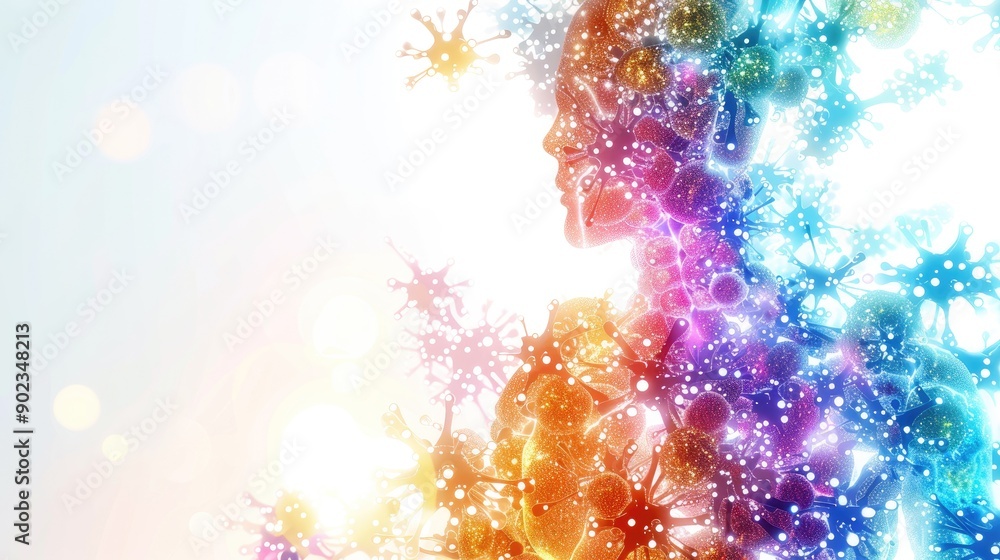 An abstract depiction of the human endocrine system with detailed ...